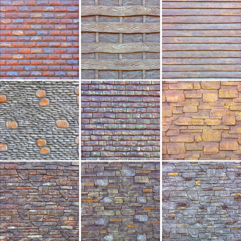 Collage of Various Stone Textures for Decorating External Surfaces ...