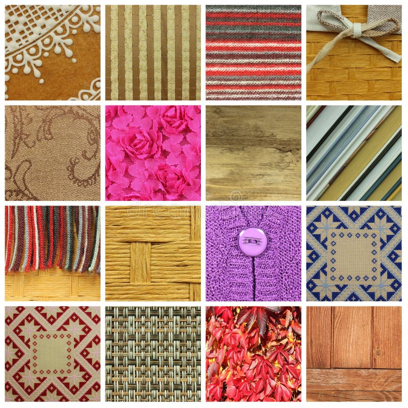 Collage of Various Textures Stock Image - Image of cardigan, basket ...