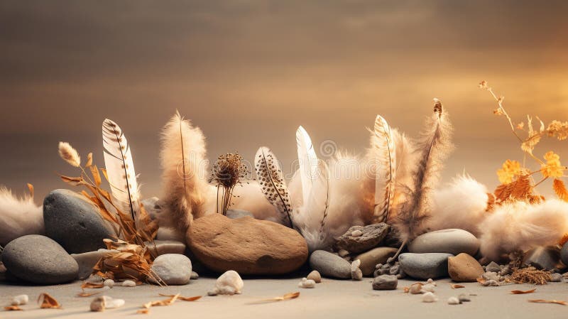 A Collage of Various Textures Such As Sand, Stone, and Feathers ...