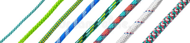 Dynamic Rope, Helmet, Carabiners, Climbing Harness and Descender on the ...