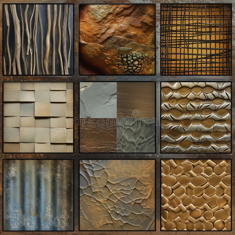 Collage of Various Types of Metal Stock Illustration - Illustration of ...