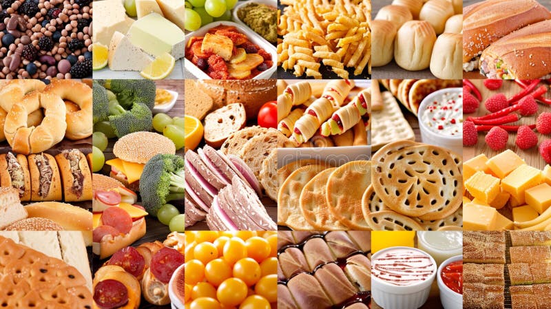 Collage of Various Typical Americans Food Products Generative Ai Stock ...