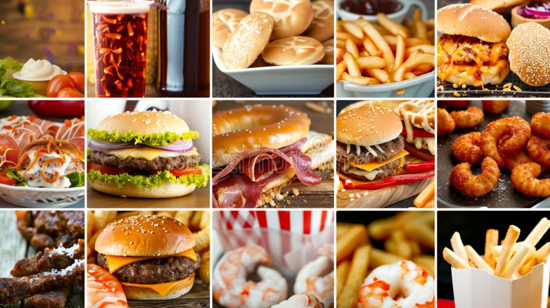 Collage of Various Typical Americans Food Products Generative Ai Stock ...