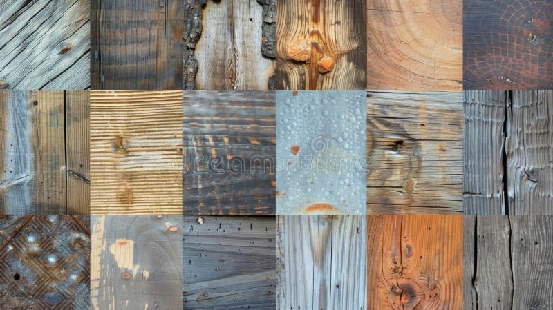 A Collage of Various Wooden Textures Including Smooth Rough and Knotted ...
