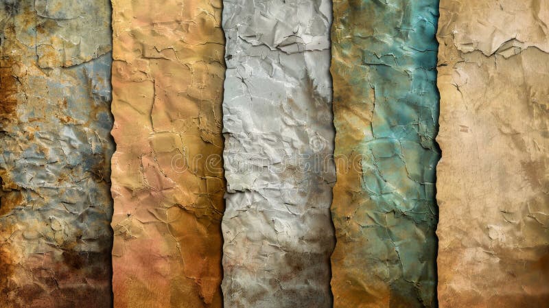 Collage of Variously Textured and Colored Paper Strips, Creating a ...