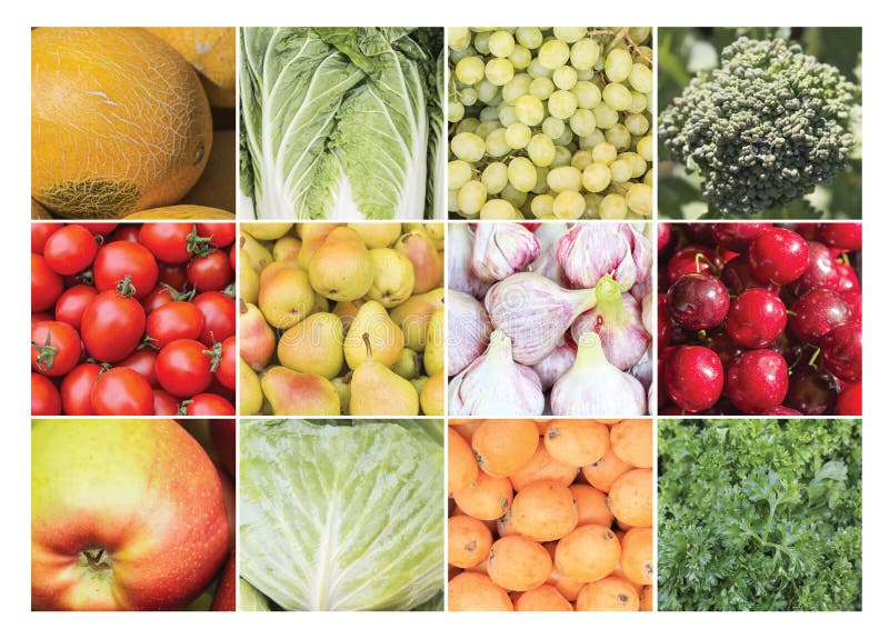 A Collage of Vegetable Edible Ingredients Stock Photo - Image of ...