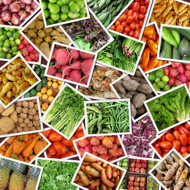 Collage of Vegetables & Fruits Stock Photo - Image of healthy ...