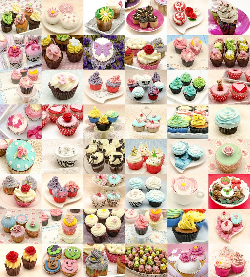 Collage of Assorted Cupcakes Stock Photo - Image of dessert, cooking ...