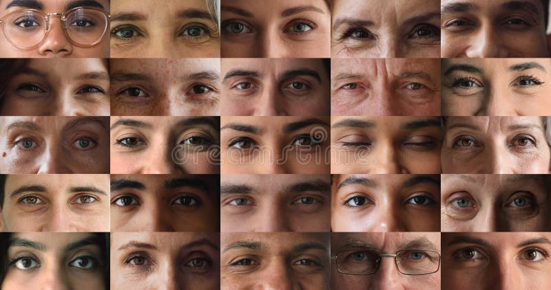 Collage View Eyes of Various People Looking at Camera Stock Photo ...