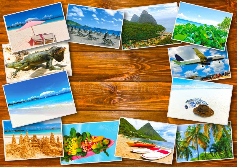 Collage from Views of the Caribbean Beaches Stock Photo - Image of ...