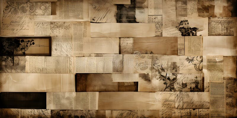 Collage of Vintage Book Pages Layered To Create a Texture Generative AI ...