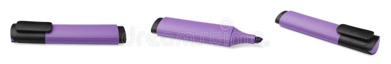 Collage with Violet Marker on White Background Stock Image - Image of ...