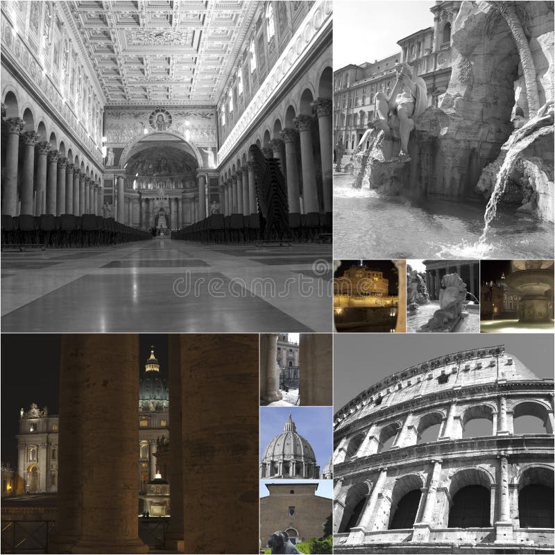 Collage von Rom stockbild. Bild von schwarzes, italien - 26331795