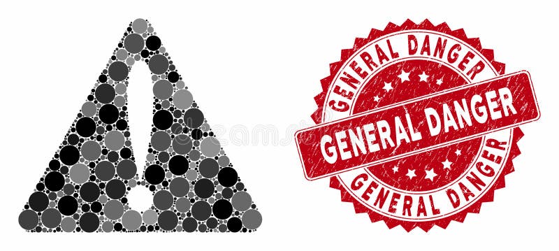 Collage Warning Error with Distress General Danger Stamp Stock ...