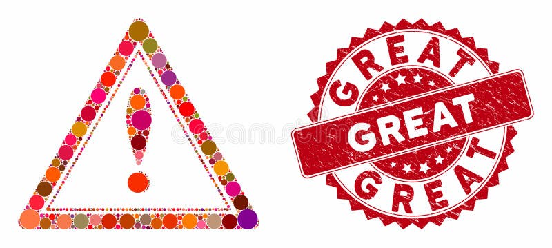 Collage Warning Triangle with Scratched Great Seal Stock Illustration ...