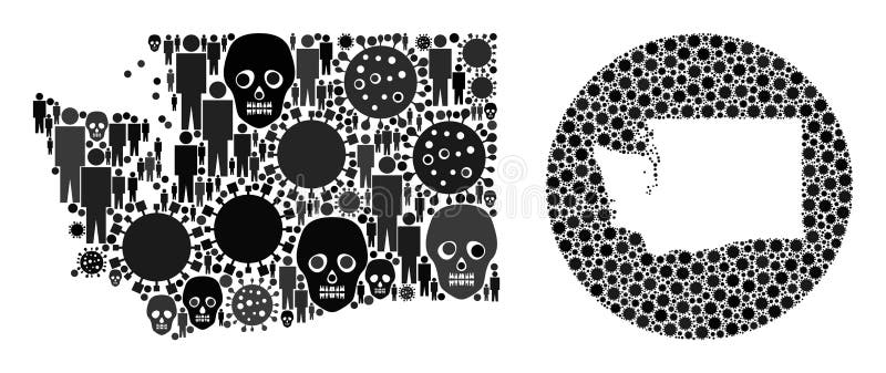 SARS Virus and People Mosaics for Washington State Map Stock Vector ...