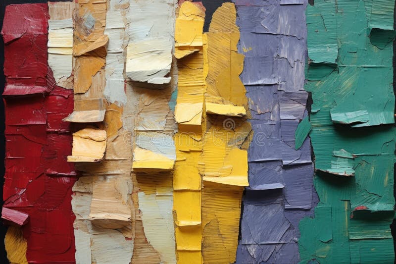 Collage of Weathered and Peeling Paint Chips in a Rainbow Arrangement ...