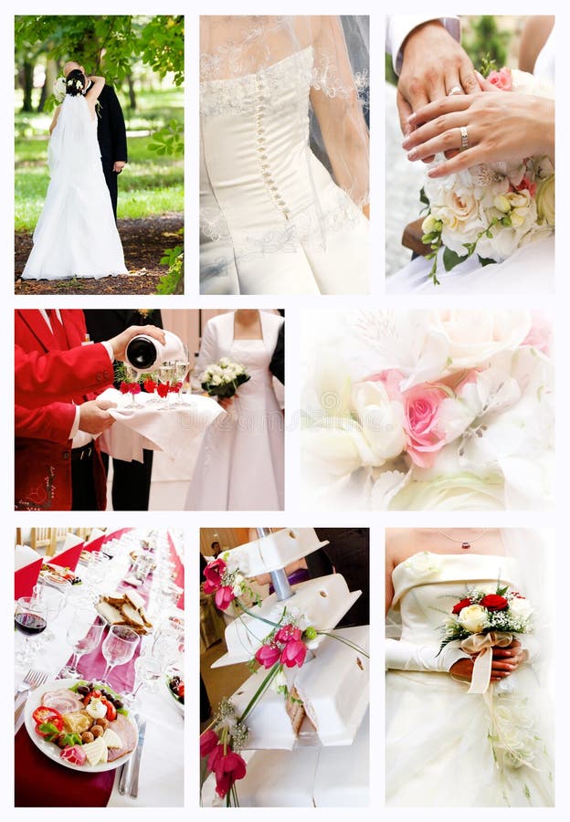 Collage of wedding photos stock photo. Image of groom - 15223850