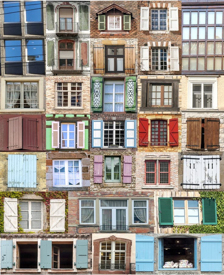 Collage of windows stock photo. Image of concept, europe - 139217042