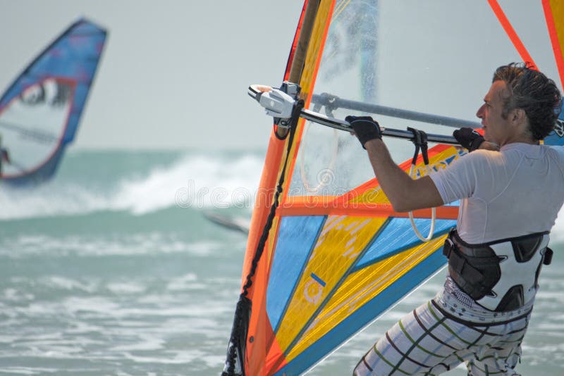 Windsurf Men Adult in Ocean Stock Image - Image of serie, legs: 52228495