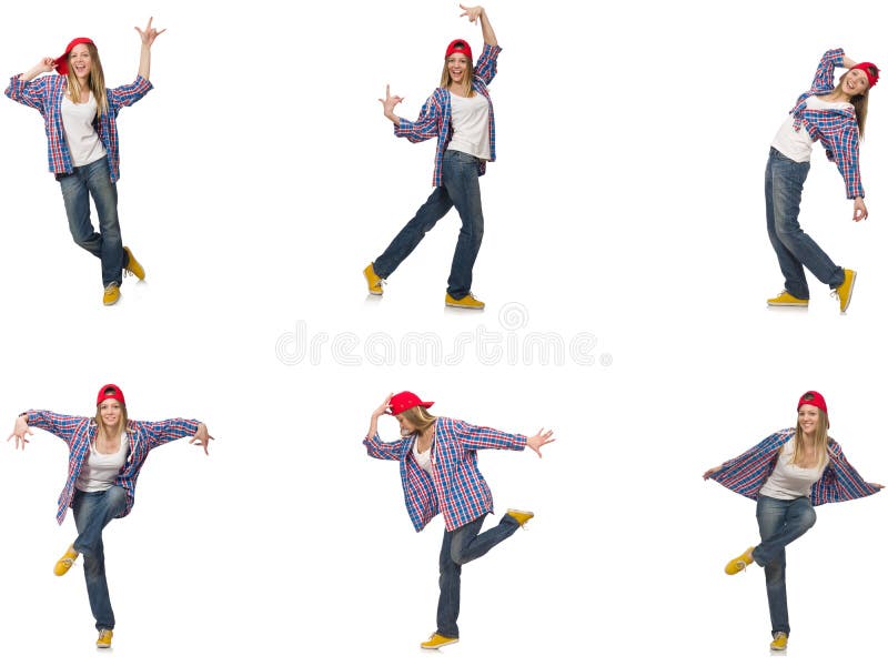 The Collage of Woman Dancing Isolated on White Stock Photo - Image of ...