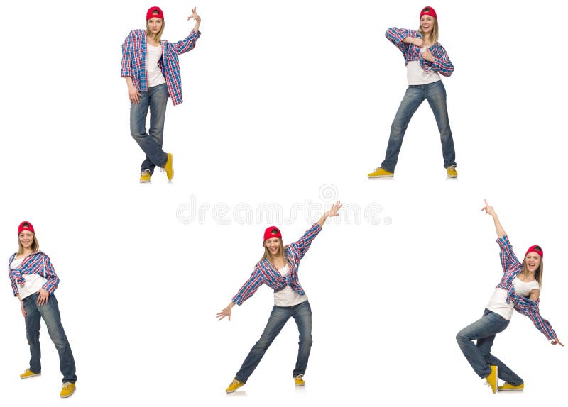 The Collage of Woman Dancing Isolated on White Stock Photo - Image of ...