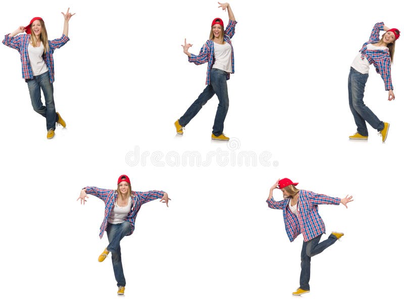 The Collage of Woman Dancing Isolated on White Stock Image - Image of ...