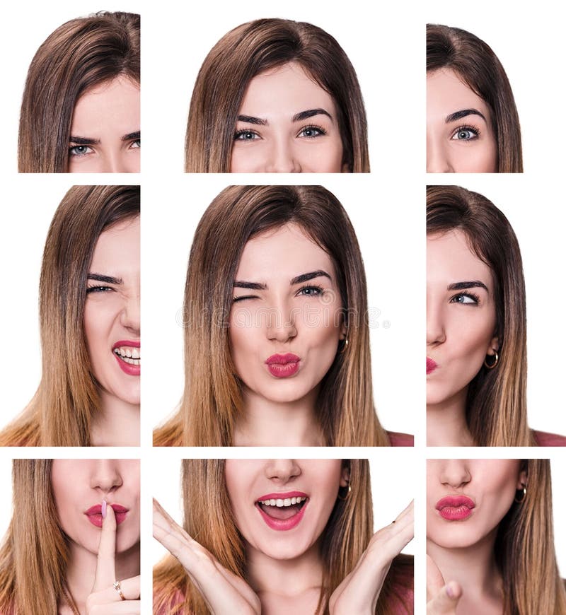 Collage of Woman with Different Expressions Stock Photo - Image of face ...