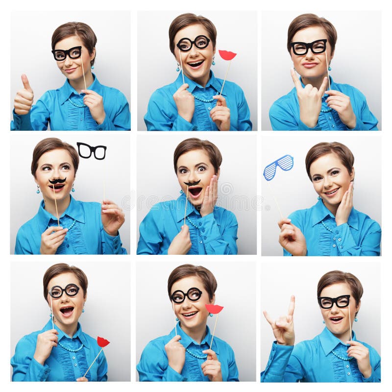 Collage of Woman Different Facial Expressions. Stock Photo - Image of ...