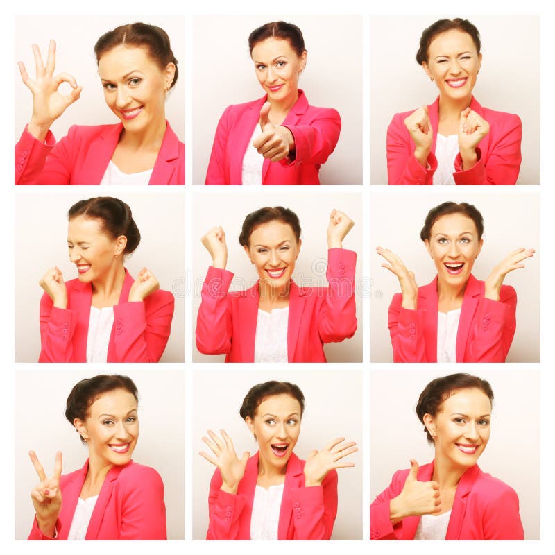 Collage of Woman Different Facial Expressions Stock Photo - Image of ...