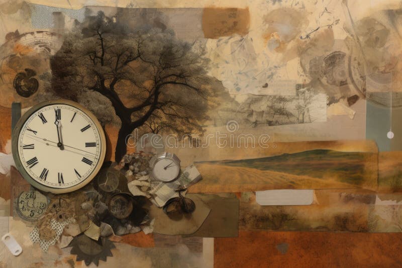 Collage with Words and Images, Inspired by the Fleeting Nature of Time ...