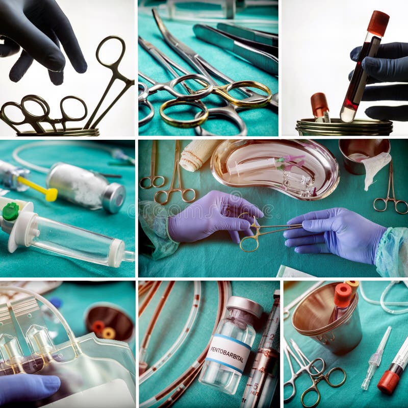 Collage of daily Work in an Operating Room in a Hospital Stock Image ...