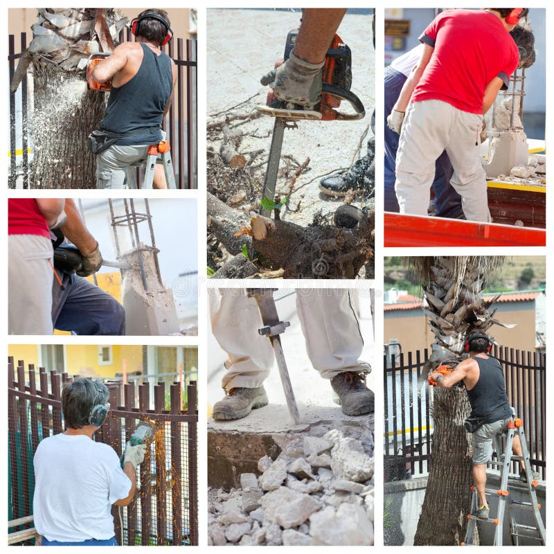 Collage of Workers at Work. Stock Photo - Image of collage, building ...