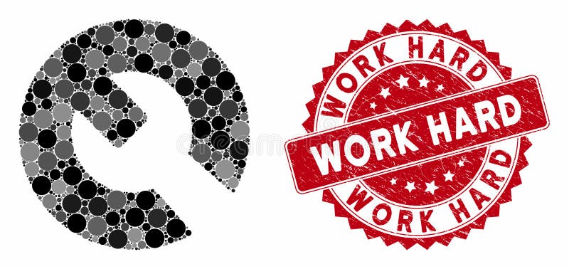 Collage Wrench with Scratched Work Hard Stamp Stock Illustration ...