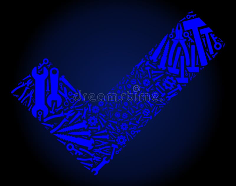 Collage Yes of Service Tools in Blue Colors Stock Vector - Illustration ...