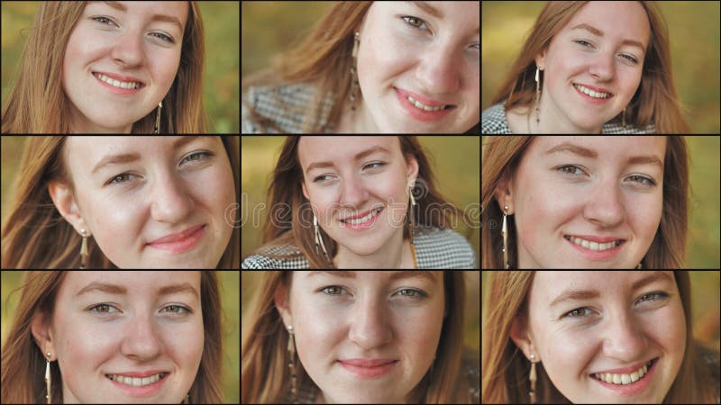 A Collage of a Young Girl& X27;s Face. Close-up of the Face. Stock ...