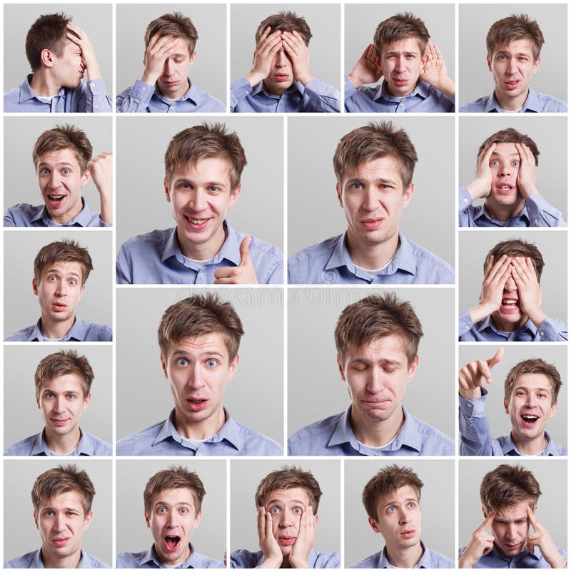 Different Emotions Collage. Stock Image - Image of angry, collection ...