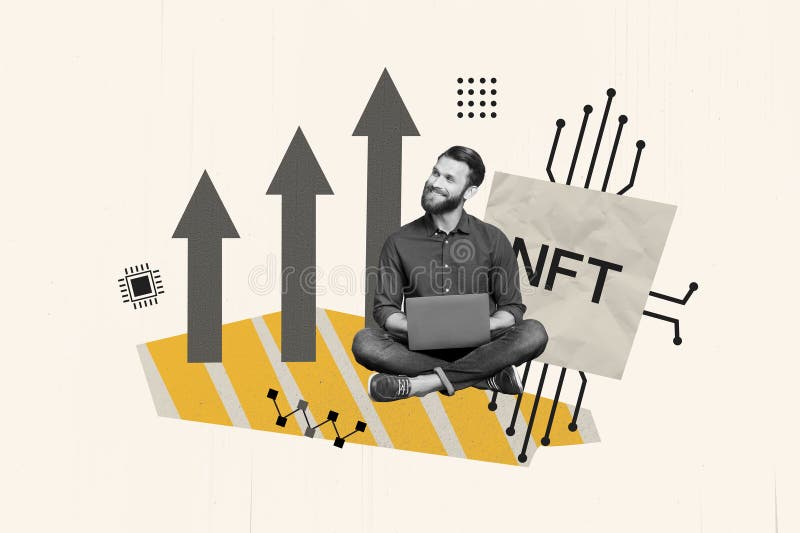 Collage Young Man Successful Trader Virtual Currency Crypto Trader Nft ...