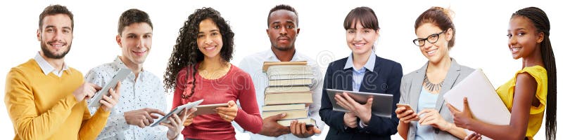 Collage of Young People with Learning Materials As an Education Concept ...