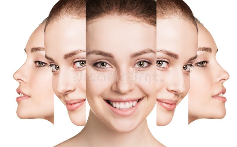 Collage of Young Woman Face. Stock Photo - Image of natural, adult ...