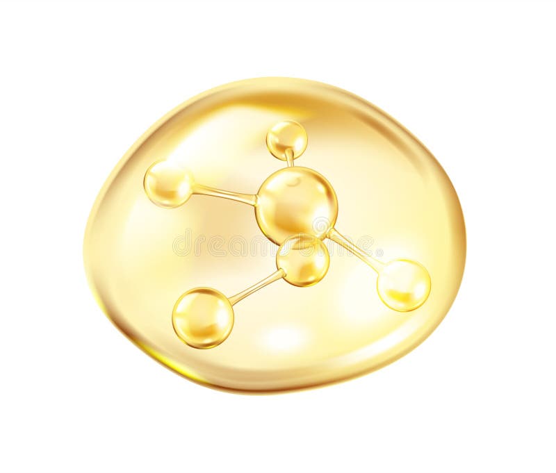 Collagen Molecule in Golden Capsule Vector Illustration Stock ...