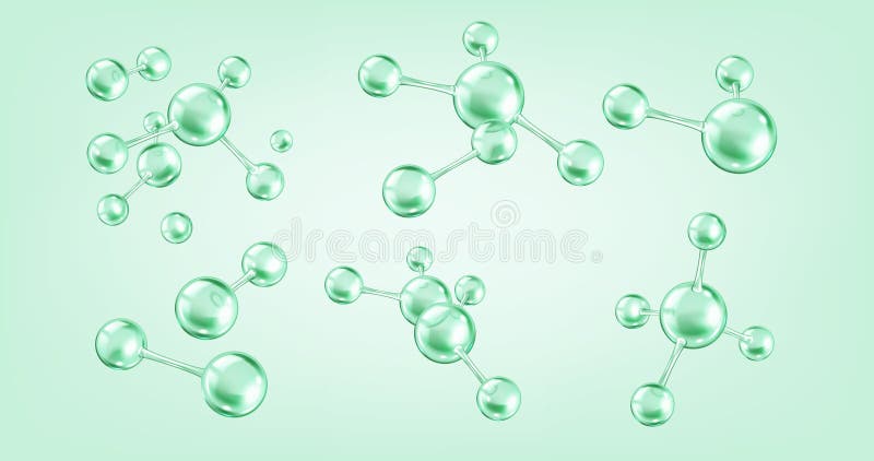 Collagen Molecules Floating Realistic Color Icons Set Stock Vector ...