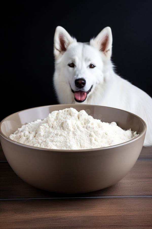 Collagen Powder in a Bowl in Front of a Dog Stock Illustration ...