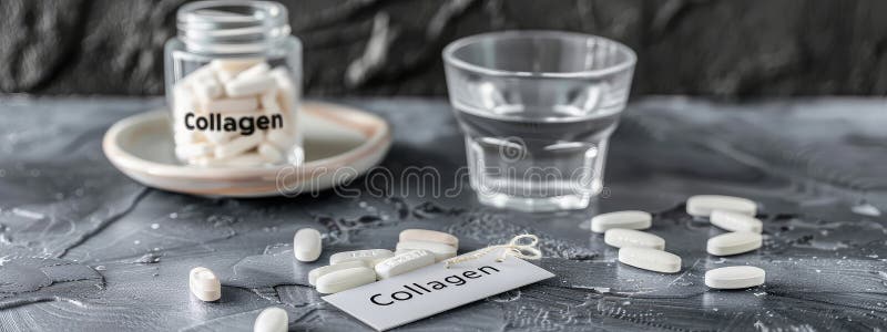Collagen Powder and Capsules on the Table. Selective Focus Stock Image ...