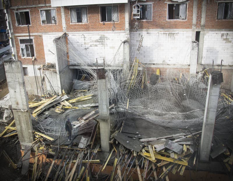 Collapse Accident at a Construction Site Stock Image - Image of ...
