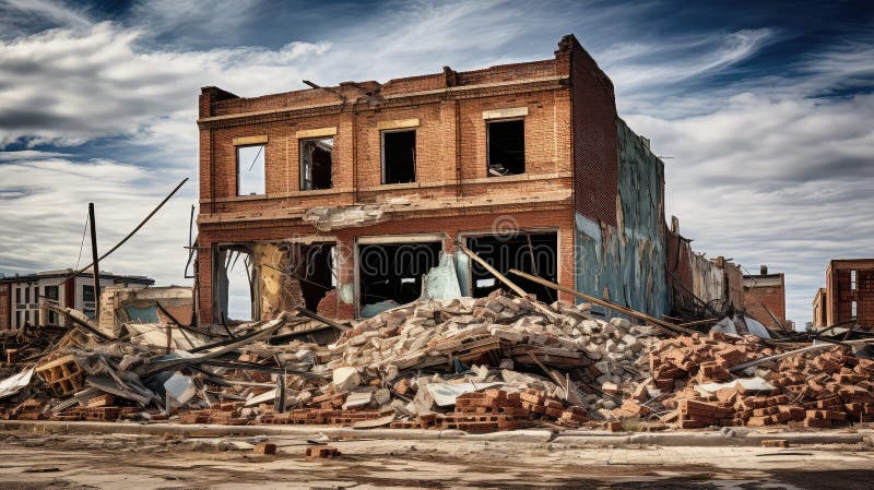 Collapse damaged building stock illustration. Illustration of ...