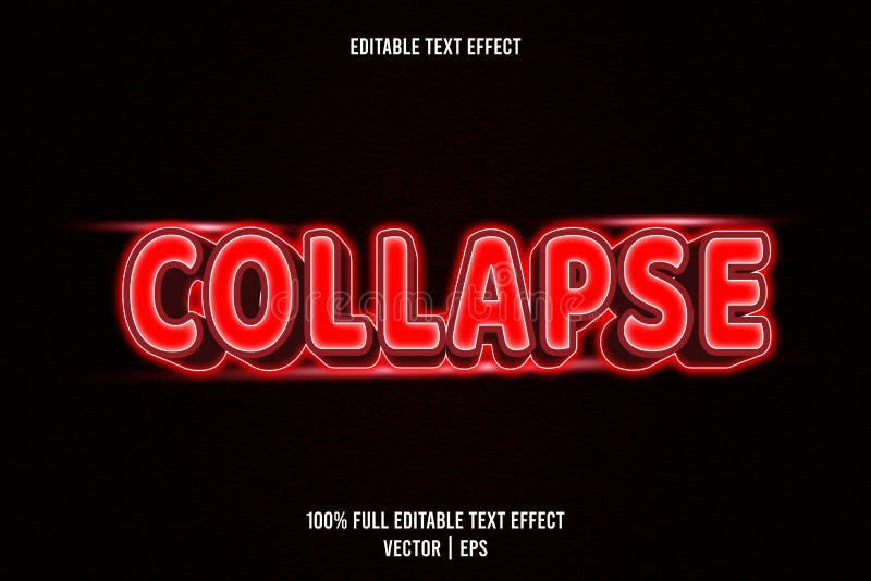 Collapse Editable Text Effect 3 Dimension Emboss Neon Style Stock ...