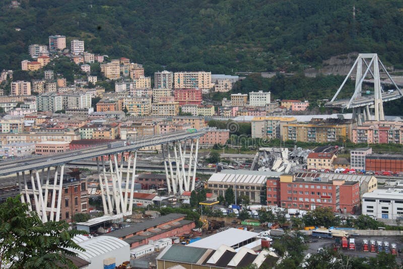 The Collapse of the Morandi Bridge in Genoa Editorial Stock Image ...