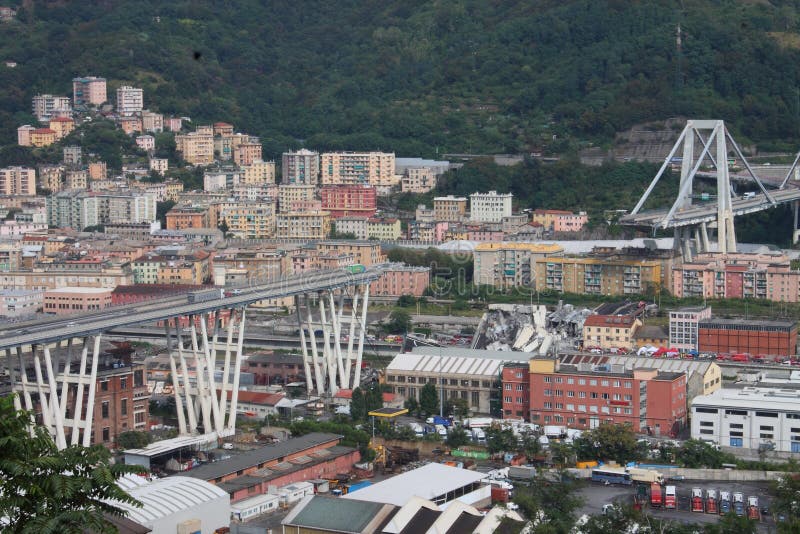 The Collapse of the Morandi Bridge in Genoa Editorial Stock Image ...