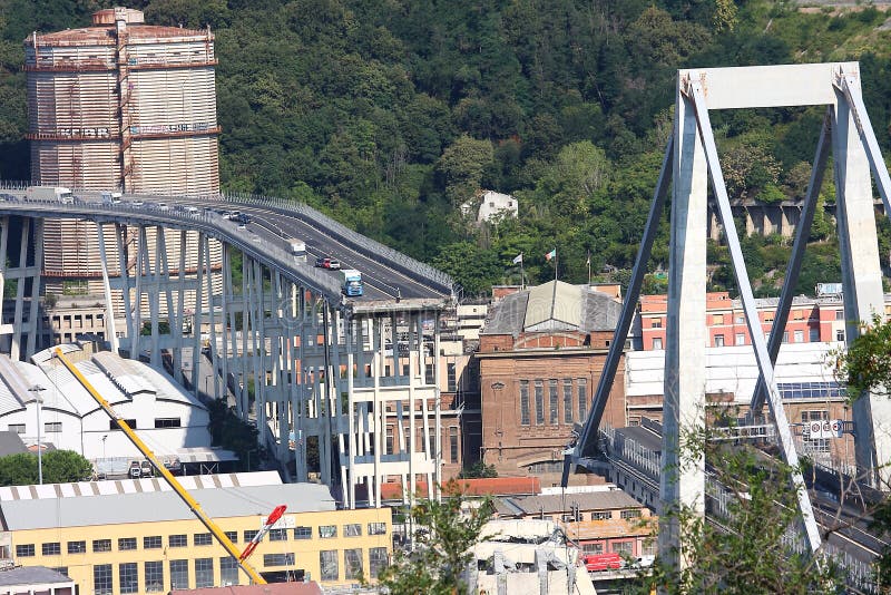The Collapse of the Morandi Bridge in Genoa Editorial Stock Image ...